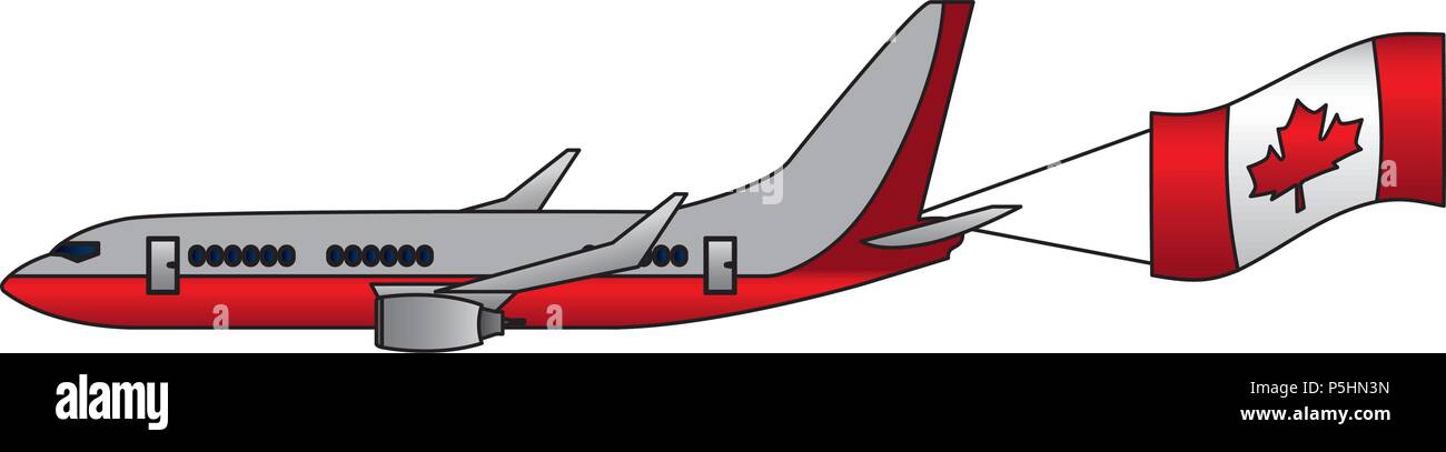 airplane flying with flag canadian vector illustration design Stock ...