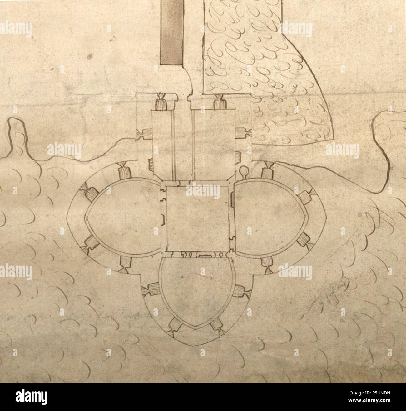 N/A. English: 1542 plan of the Device Fort in Hull. Cropped from a ...