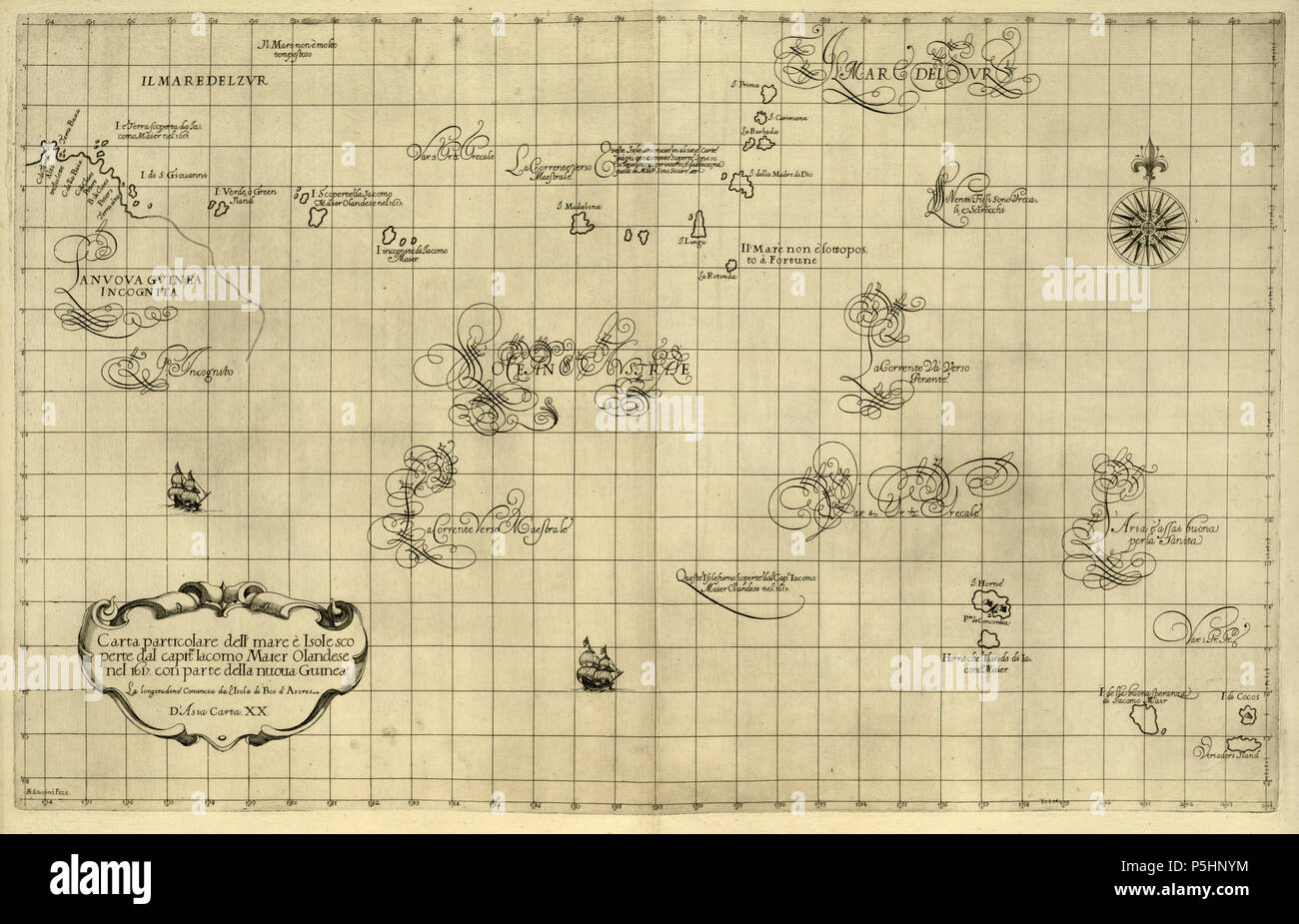 19 1646 map showing islands discovered by Jacob Le Maire in the South ...