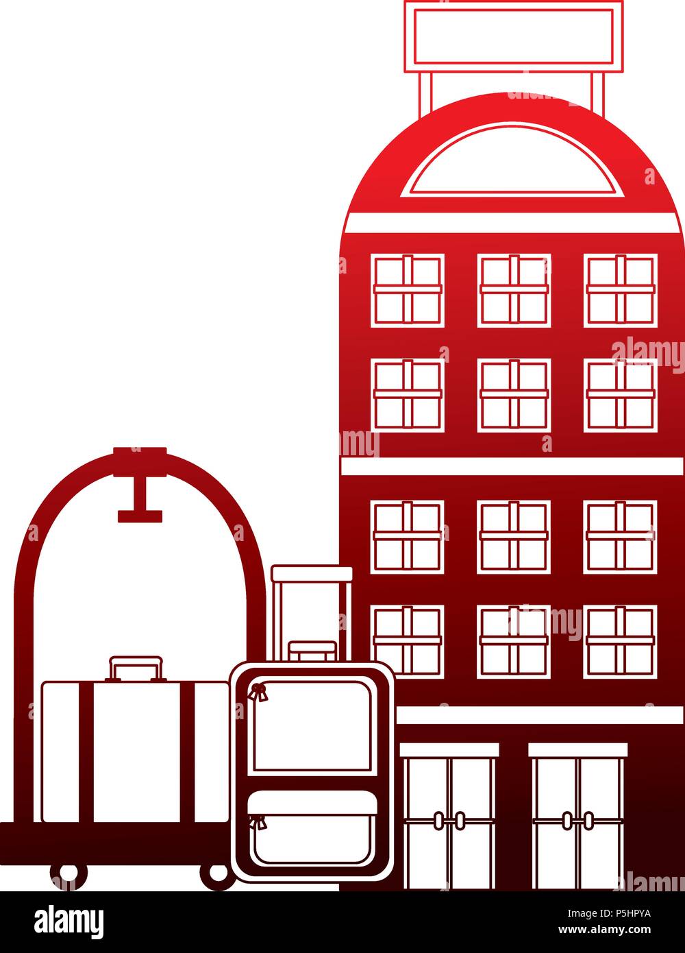 hotel with suitcases travel and cart hotel vector illustration design ...