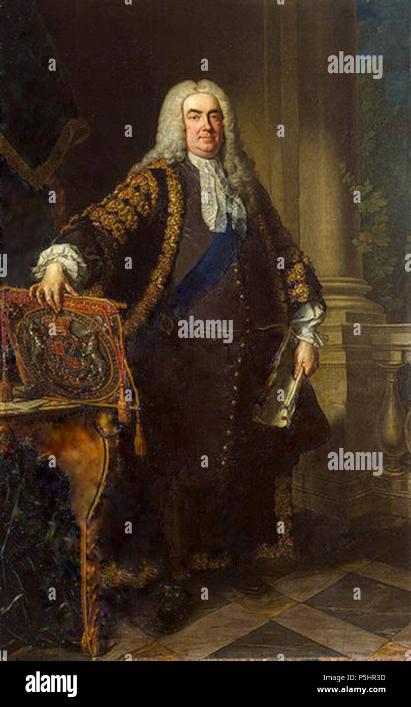 Portrait of Robert Walpole (1676-1745) . English: I have touched up the ...
