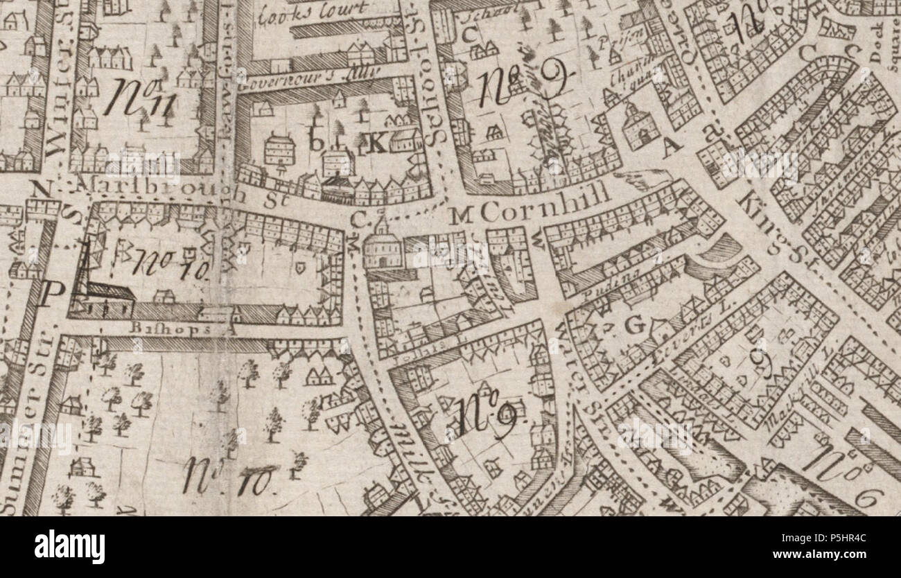 23 1743 Cornhill Boston map WilliamPrice Stock Photo - Alamy