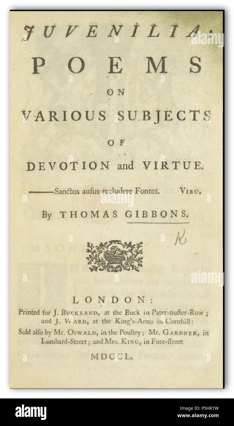 N/A. English: Page 5 of Juvenalia: poems on various subjects of ...