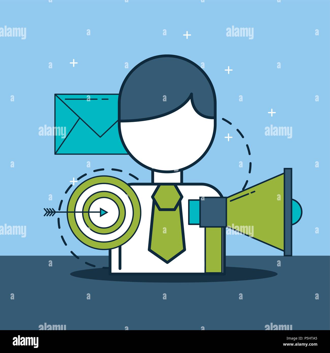 businessman megaphone target and email digital marketing vector ...