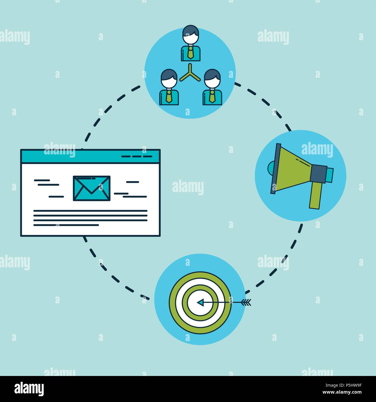 digital marketing organization email target megaphone vector ...