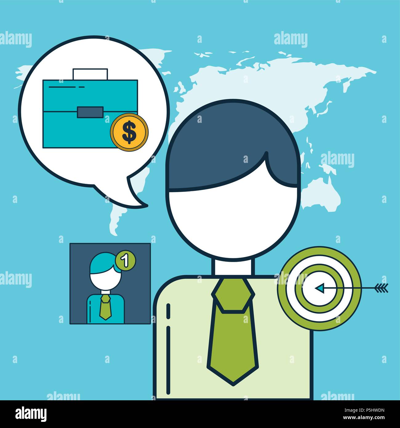 digital marketing businessman money target world vector illustration ...