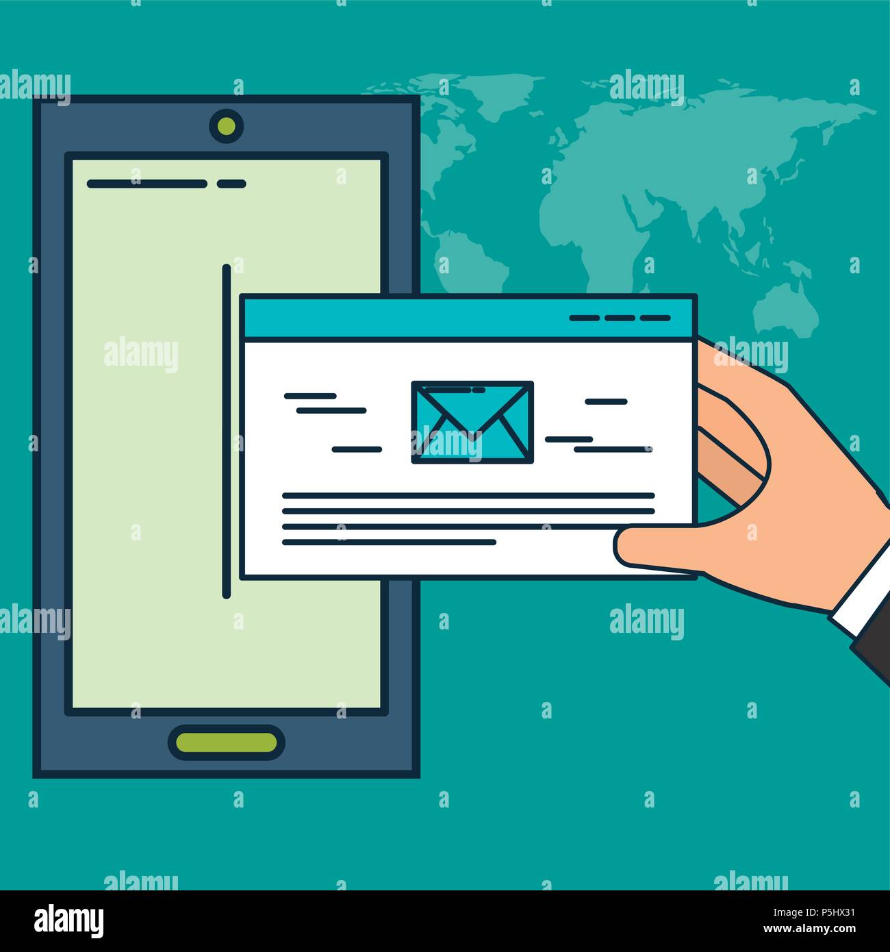 smartphone email communication digital marketing vector illustration ...