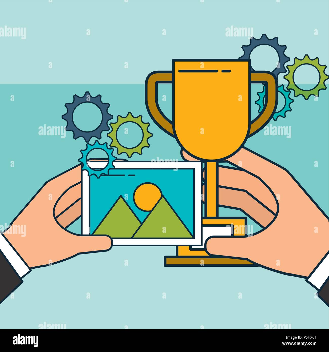 email trophy notification digital marketing vector illustration Stock ...