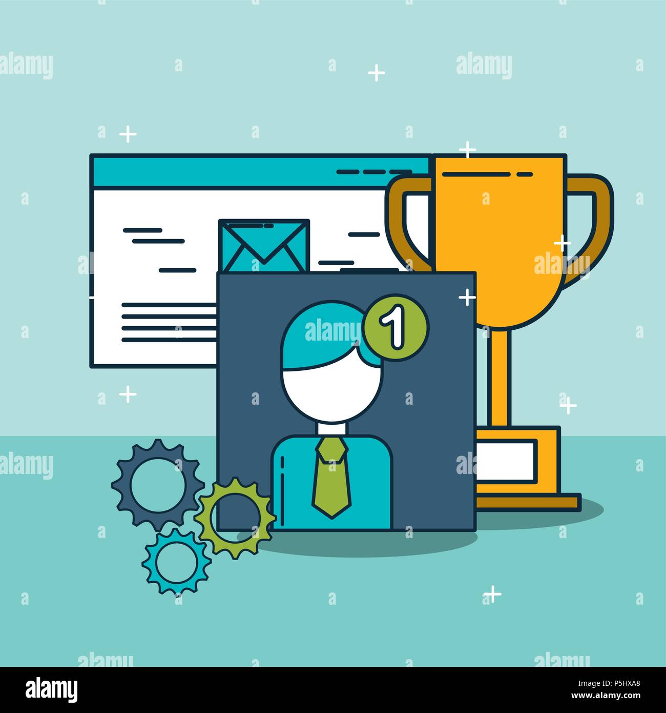 email trophy notification digital marketing vector illustration Stock ...