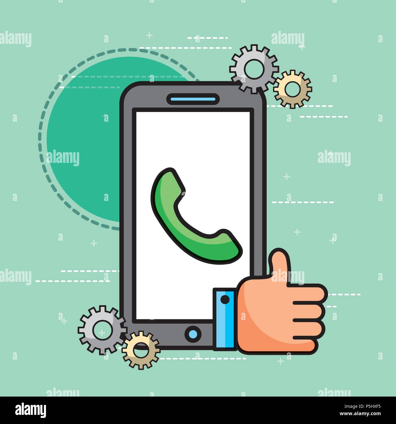 smartphone telephone hand like customer service vector illustration ...