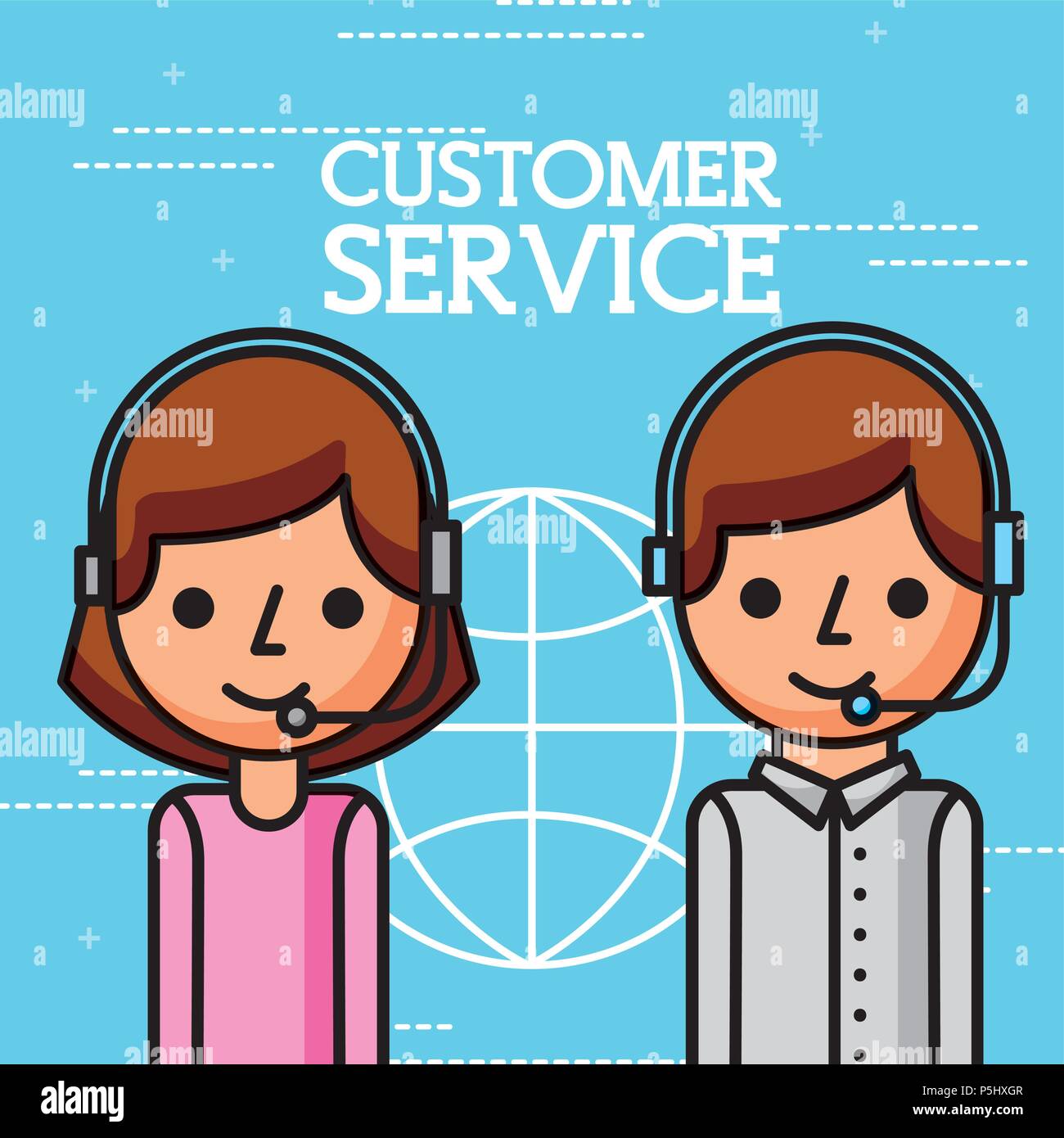 cartoon man and woman employees customer service vector illustration ...