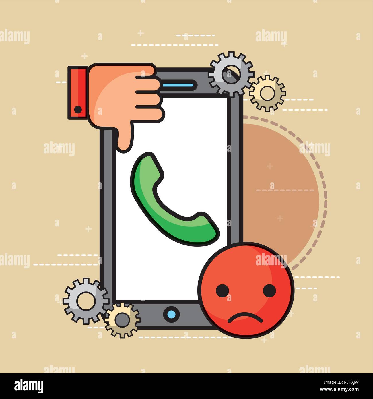 smartphone helpline bad unhappy customer service vector illustration ...