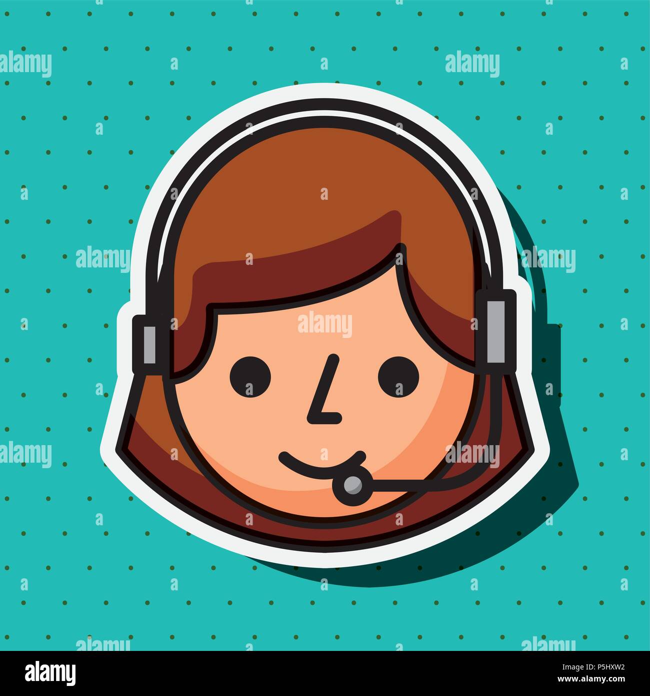 operator woman cartoon with headset customer service vector ...