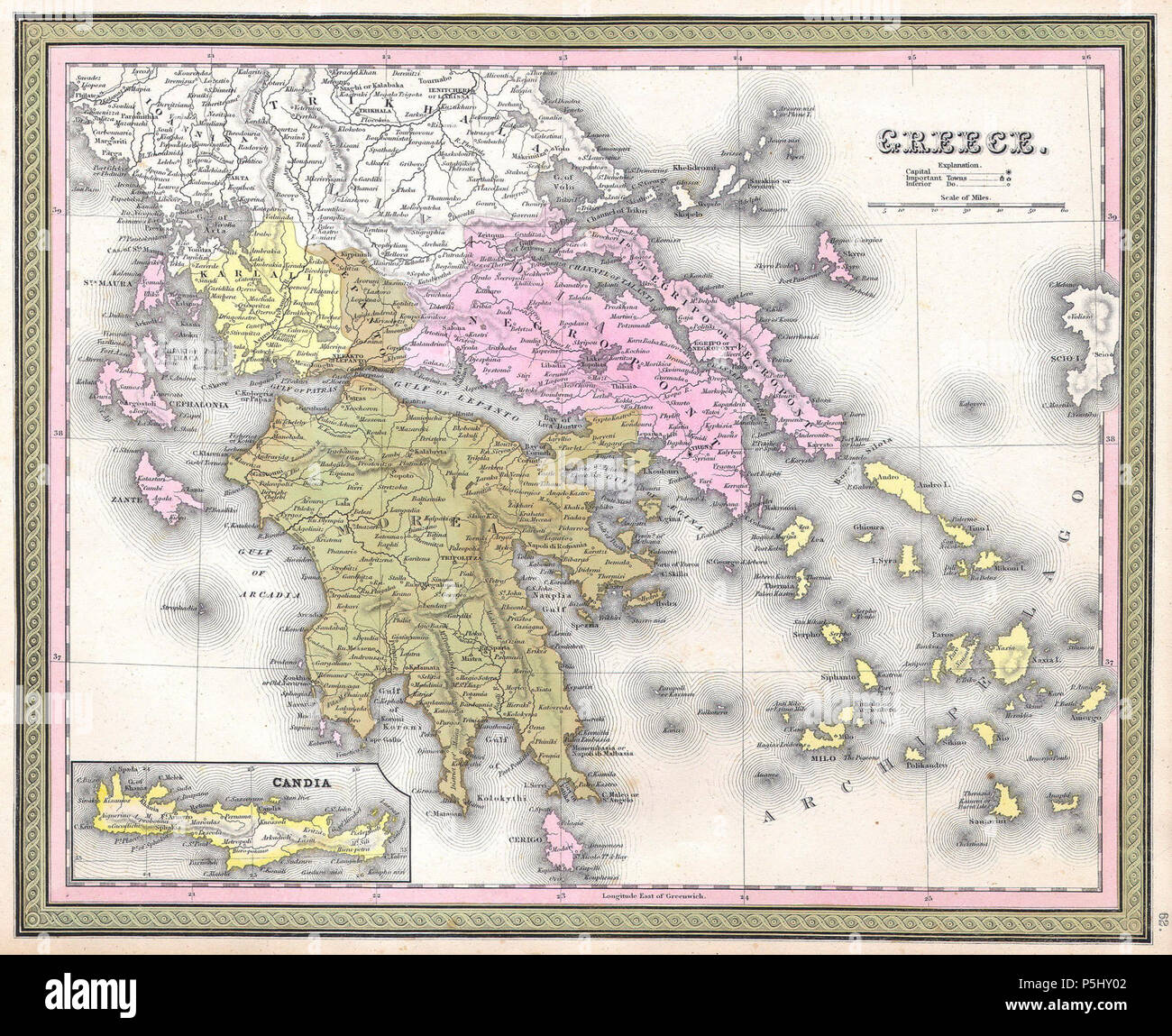 1850 Mitchell Map of Greece - Geographicus - Greece-m-50 Stock Photo ...
