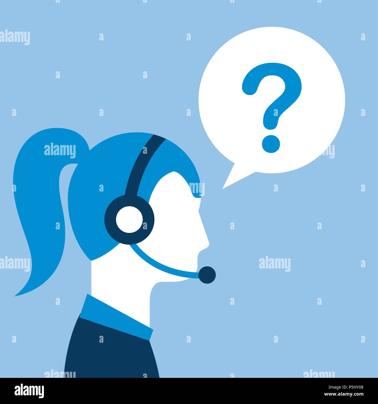 profile woman agent headset question mark customer service vector ...