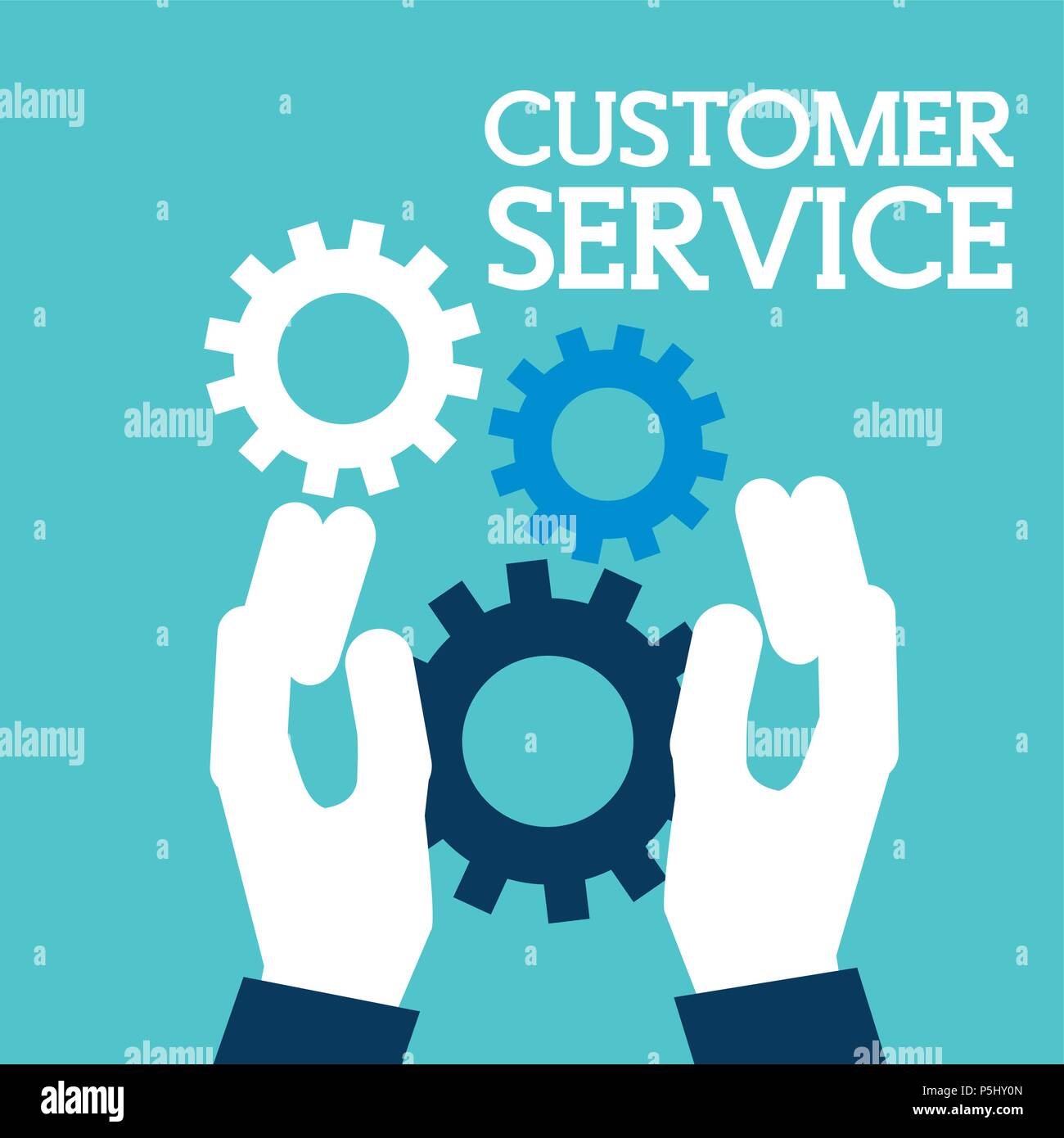 hands holding gears support customer service vector illustration Stock ...