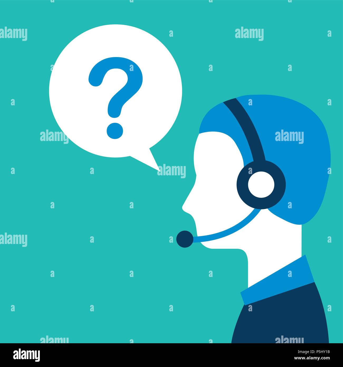 profile operator with headset question mark customer service vector ...
