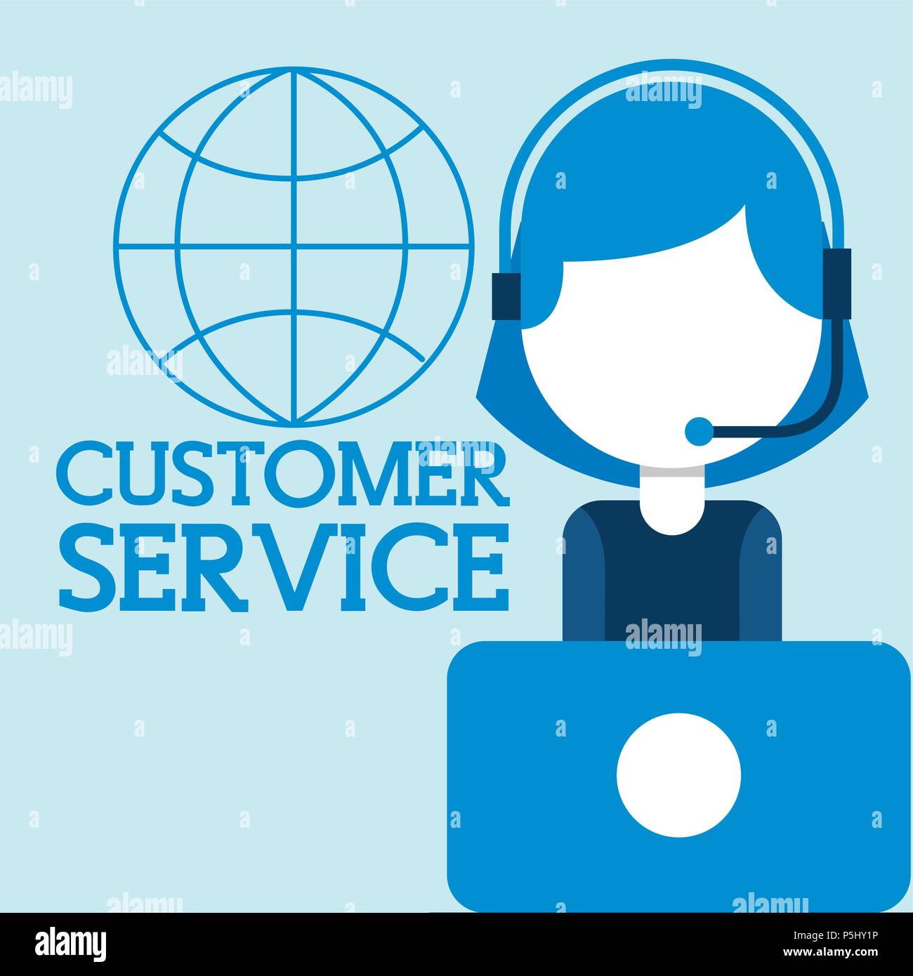 operator woman headset laptop world customer service vector ...
