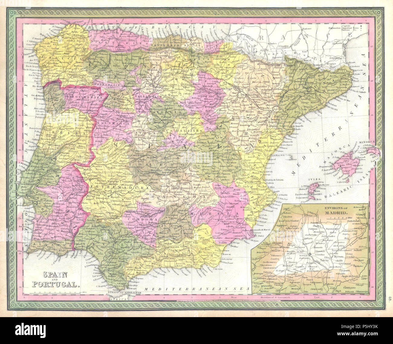 1850 Mitchell Map of Spain and Portugal - Geographicus - SpainPortugal ...