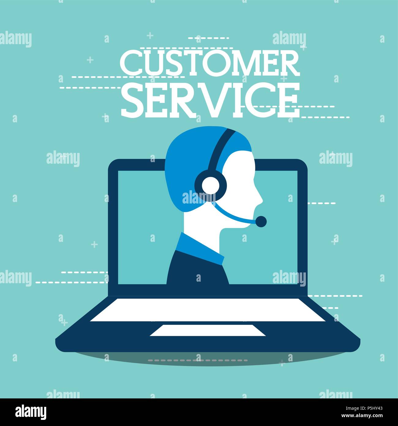 customer service laptop agent support online vector illustration Stock ...