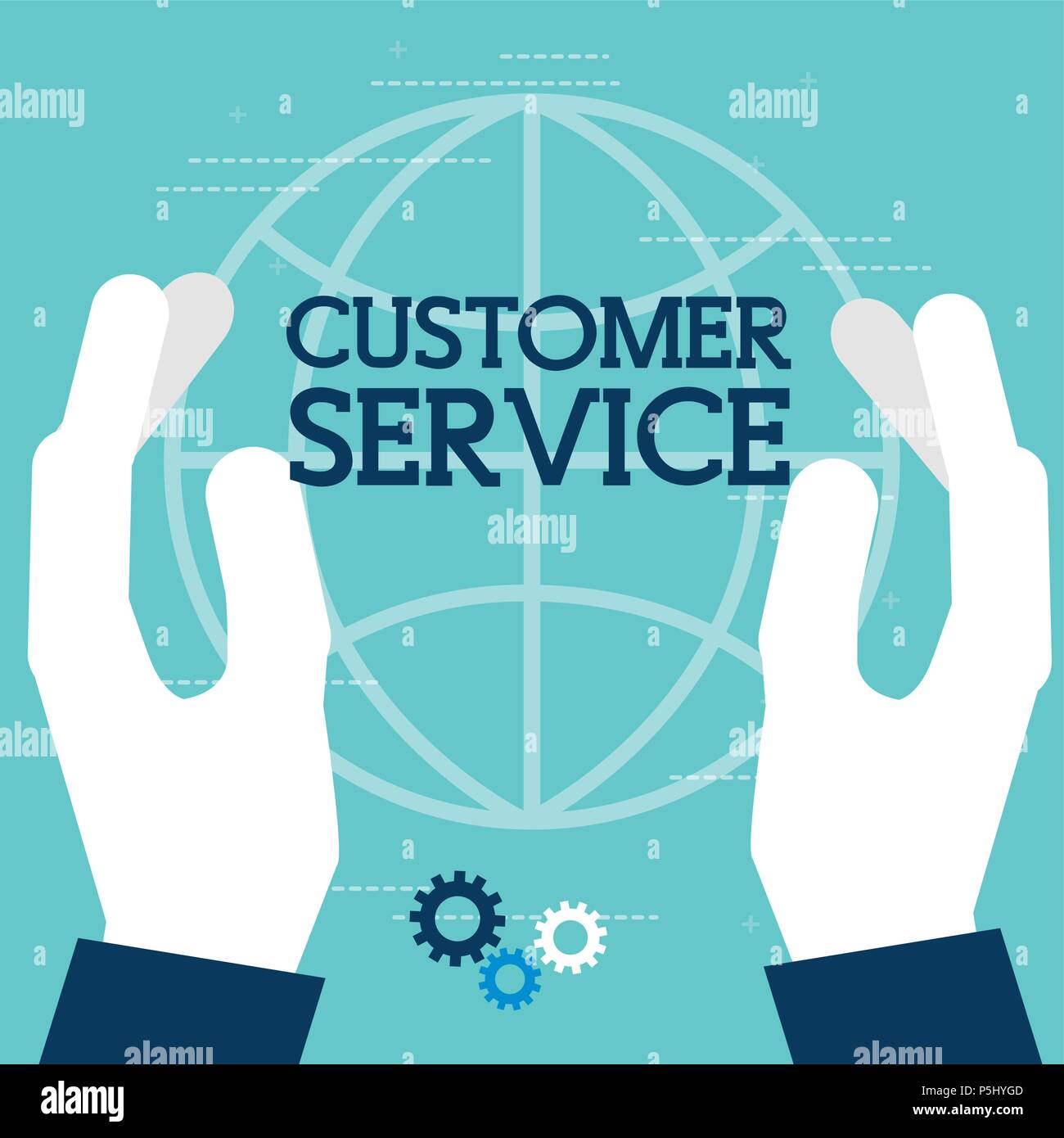 hands holding world customer service vector illustration Stock Vector ...