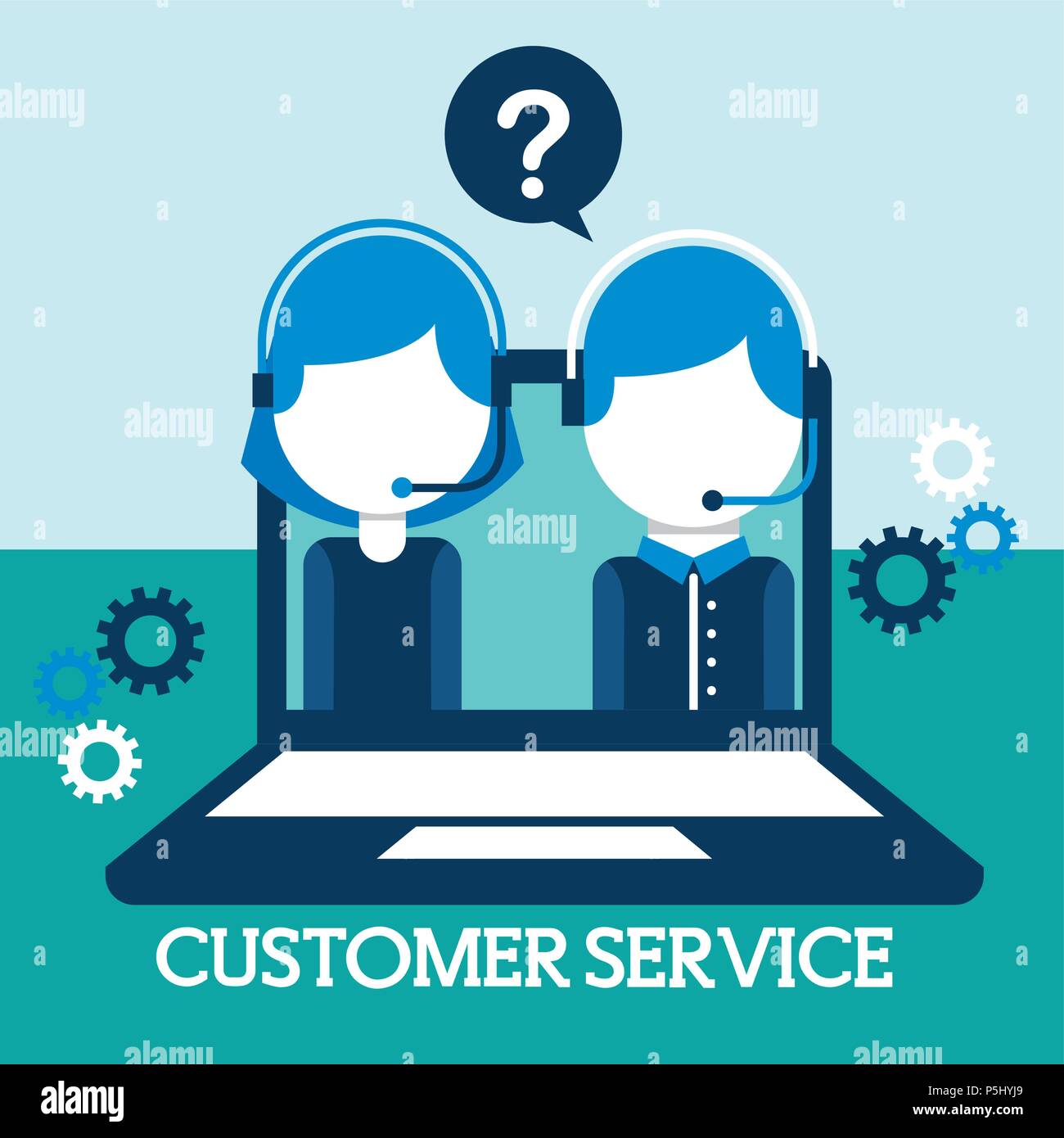 man and woman dispatcher in laptop customer service vector illustration ...