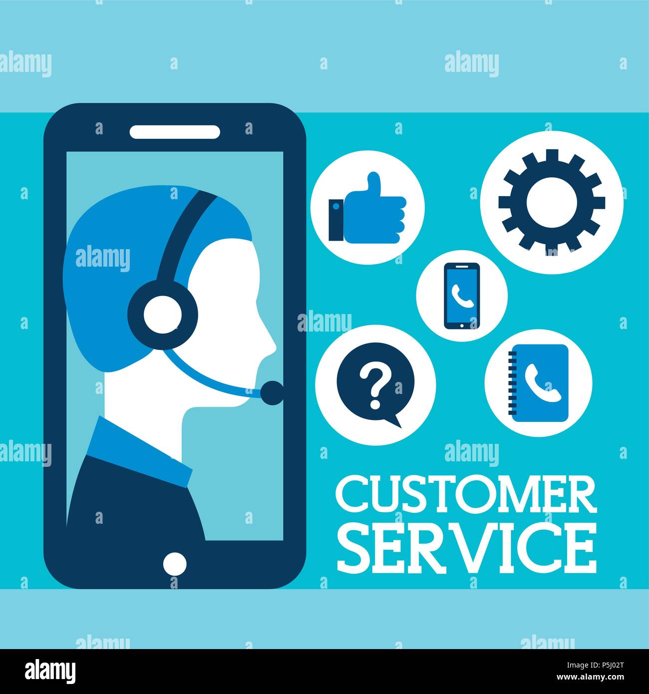 operator with headset phone customer service vector illustration Stock ...