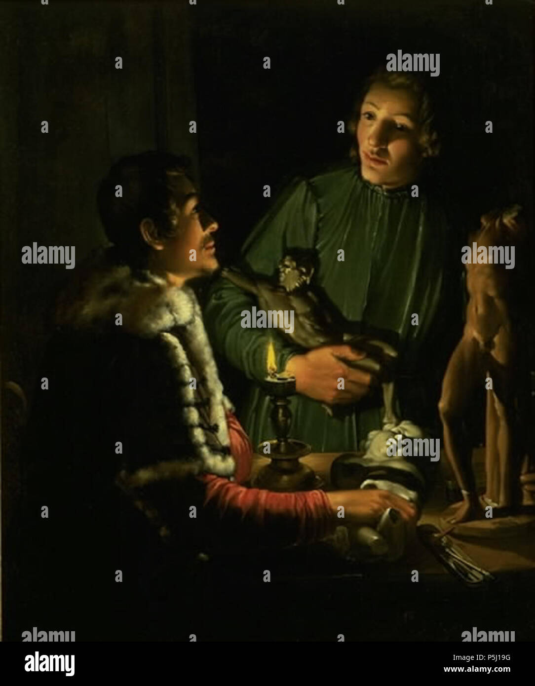 English: Two Sculptors at Night in Rome. Double Portrait of Francois ...