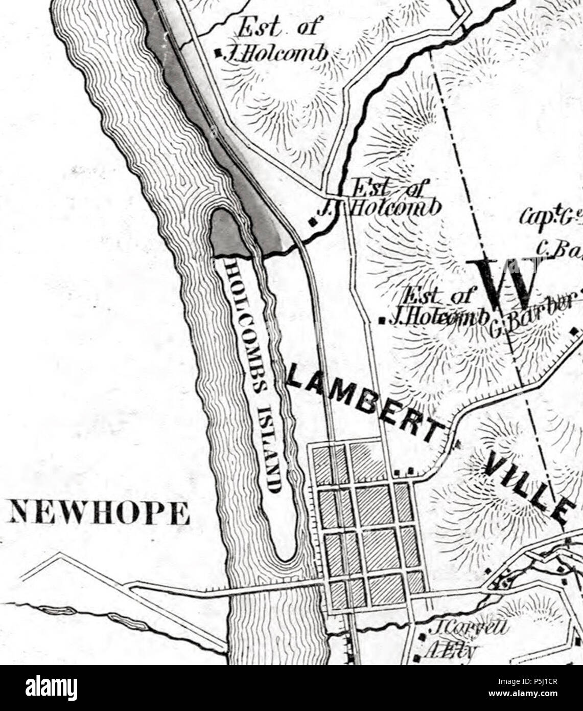 1851 Map of Hunterdon County, NJ - Holcombe detail Stock Photo - Alamy