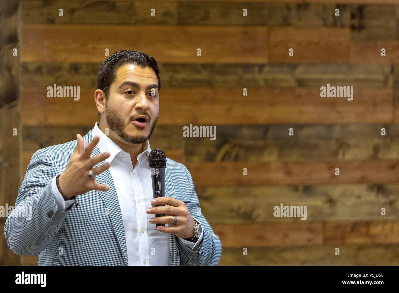 Detroit, Michigan USA - 26 June 2018 - Abdul El-Sayed campaigns for the ...