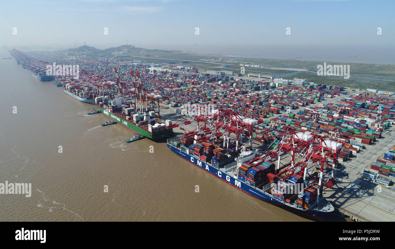 Shanghai. 23rd Apr, 2017. Aerial photo taken on April 23, 2017 shows a ...