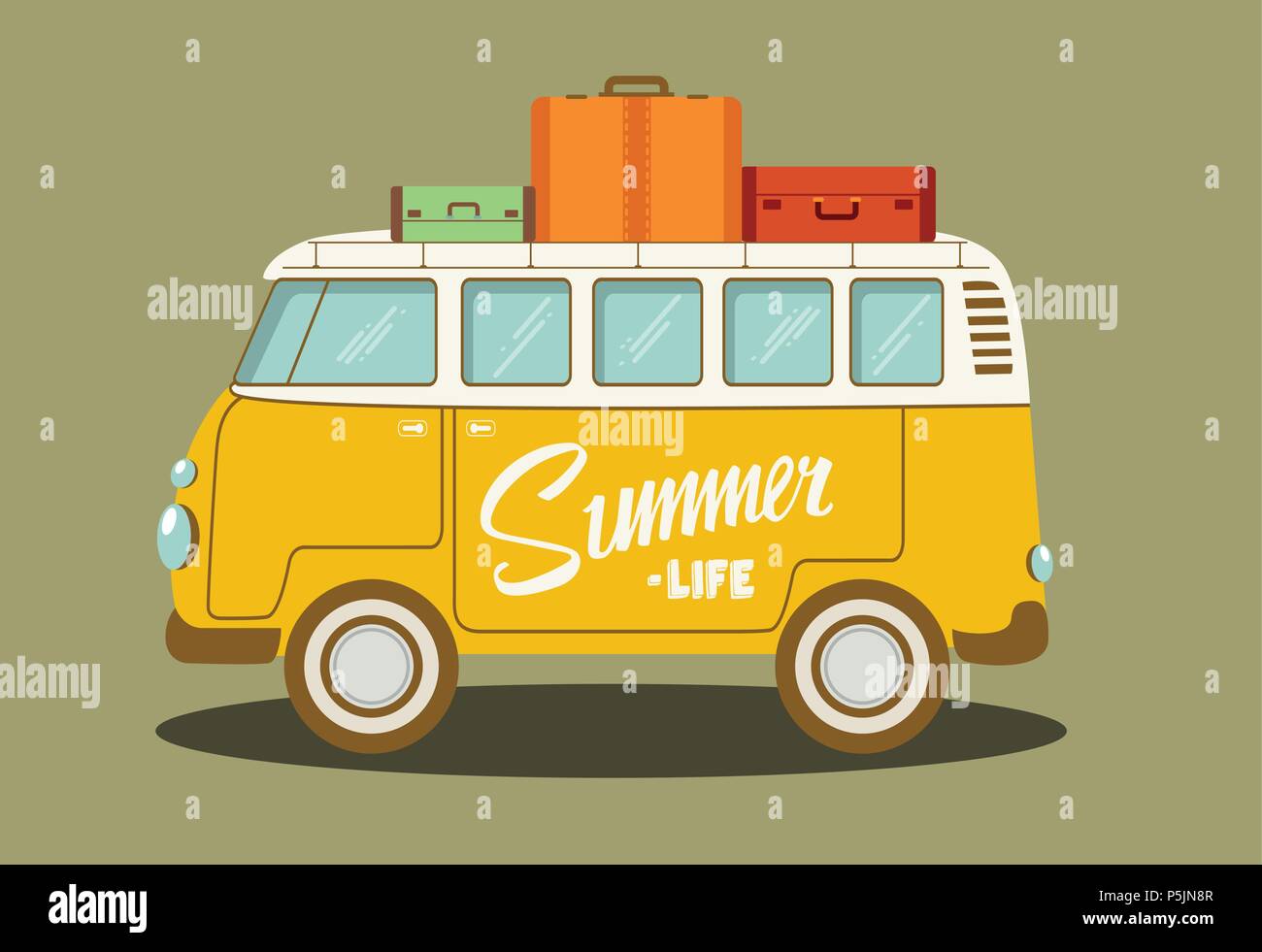 Vector illustration of a retro bus Stock Vector Image & Art - Alamy
