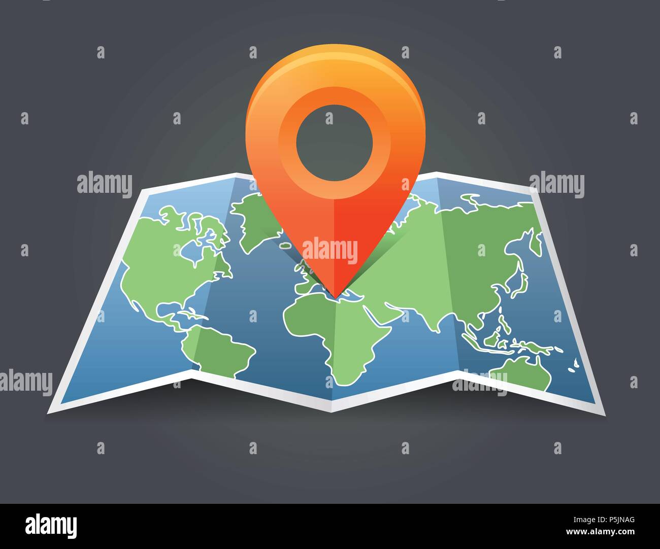 Vector map of the world and pin pointer Stock Vector Image & Art - Alamy