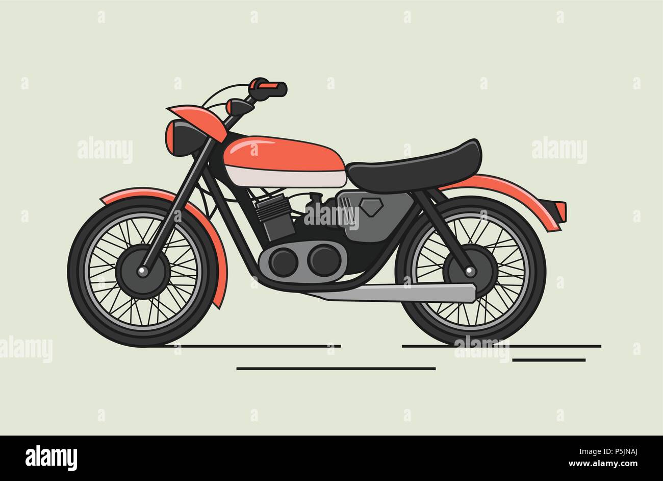Vintage Vector Motorcycle Flat Illustration Stock Vector Image & Art ...