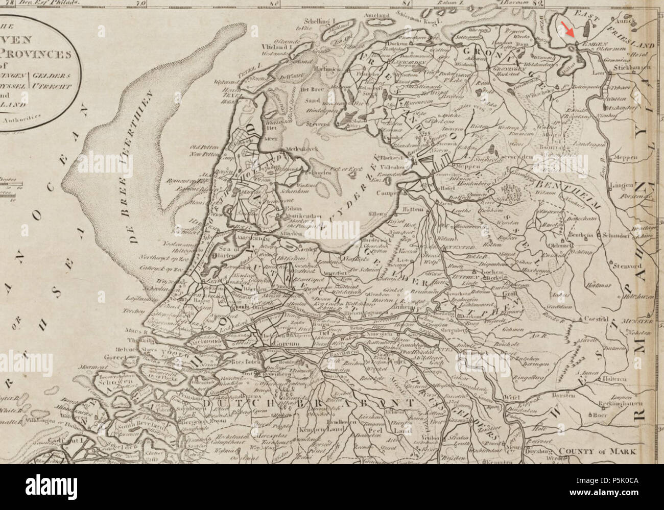 27 1800 Emden detail of map Seven United Provinces of Holland ...