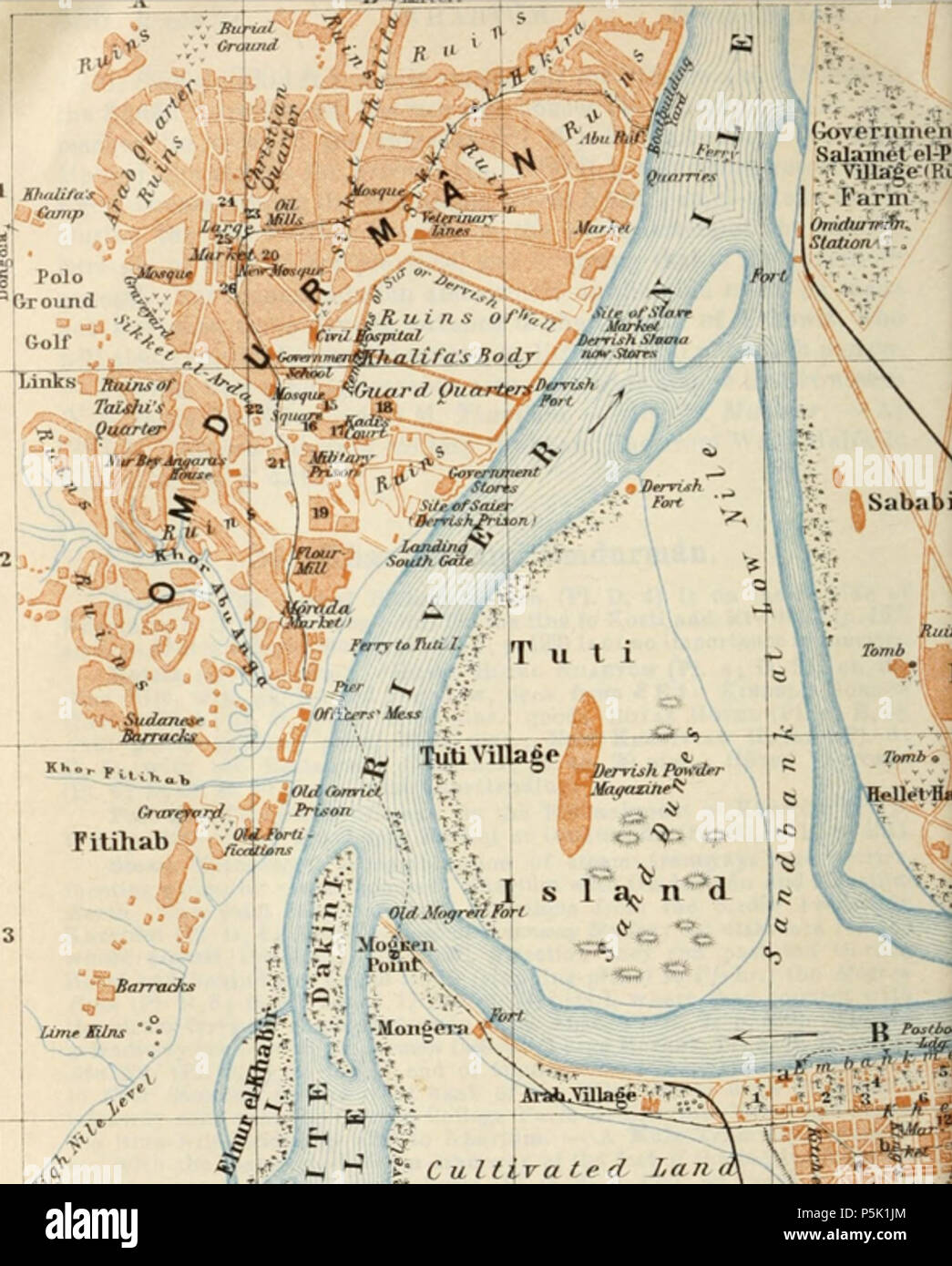 32 1914 map Omdurman Sudan by Baedeker Stock Photo - Alamy