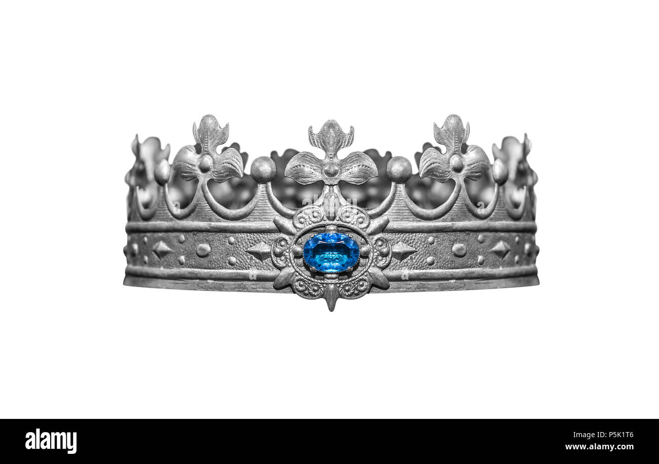 Silver crown with jewels isolated on white Stock Photo - Alamy