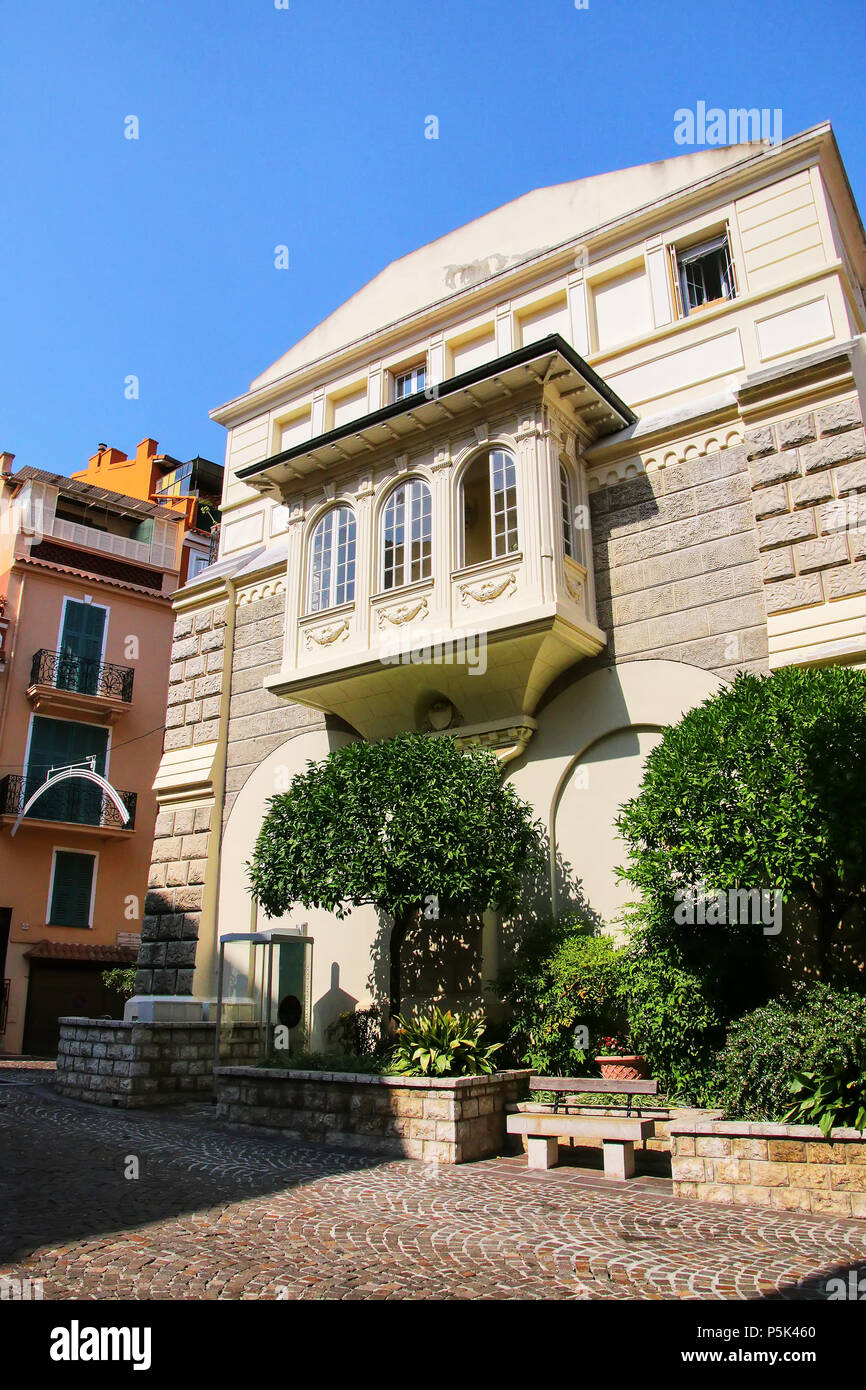 Historical house in Monaco-Ville, Monaco. Monaco-Ville is one of the ...