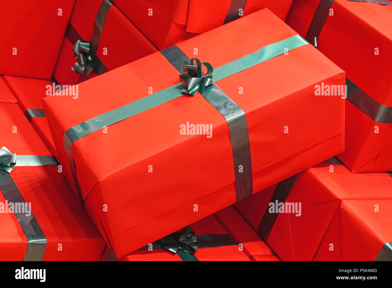 Big red present gift wrap Stock Photo - Alamy