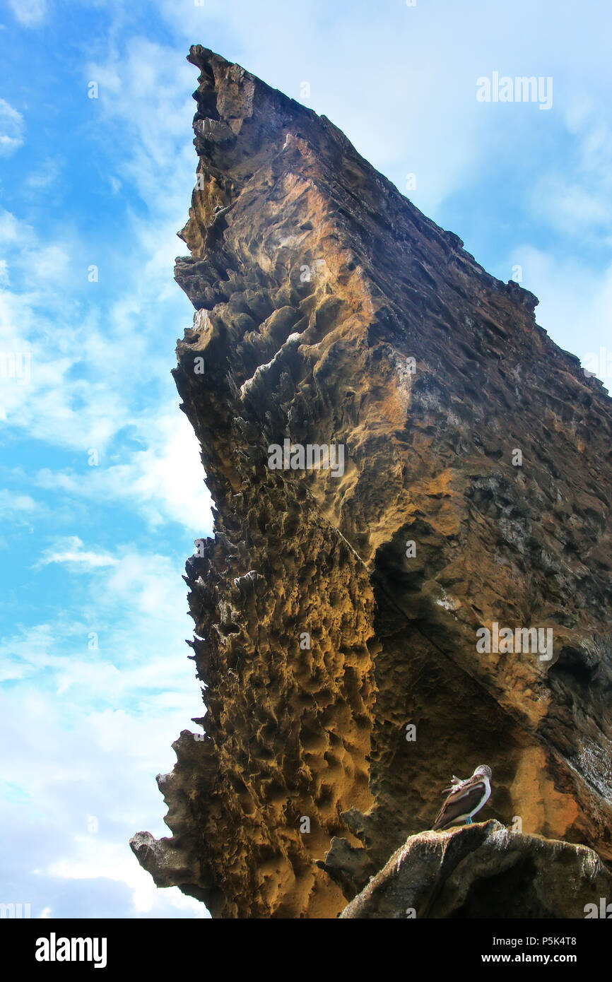 Pinnacle Rock of Bartolome island seen from below, Galapagos National ...