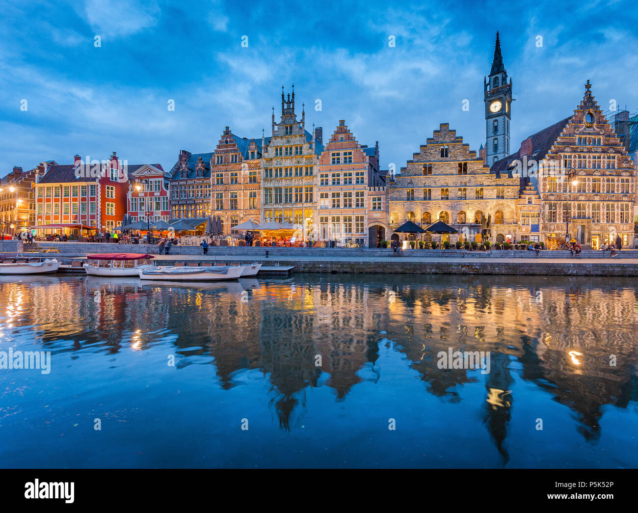 Belgium ghent graslei canal houses hi-res stock photography and images ...