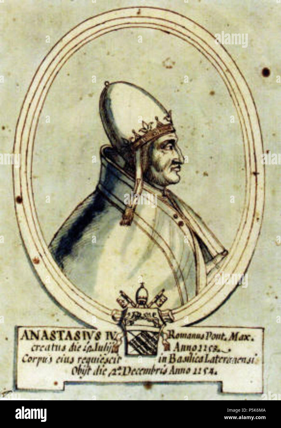N/A. Sketch of Pope Anastasius IV by 17th century artist . 17th century ...