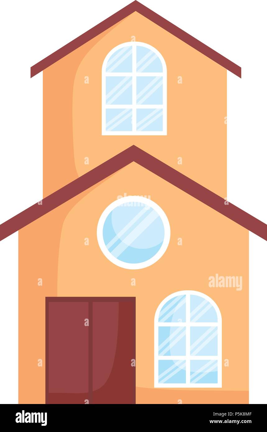 Two Floors House Icon over white background, colorful design. vector ...