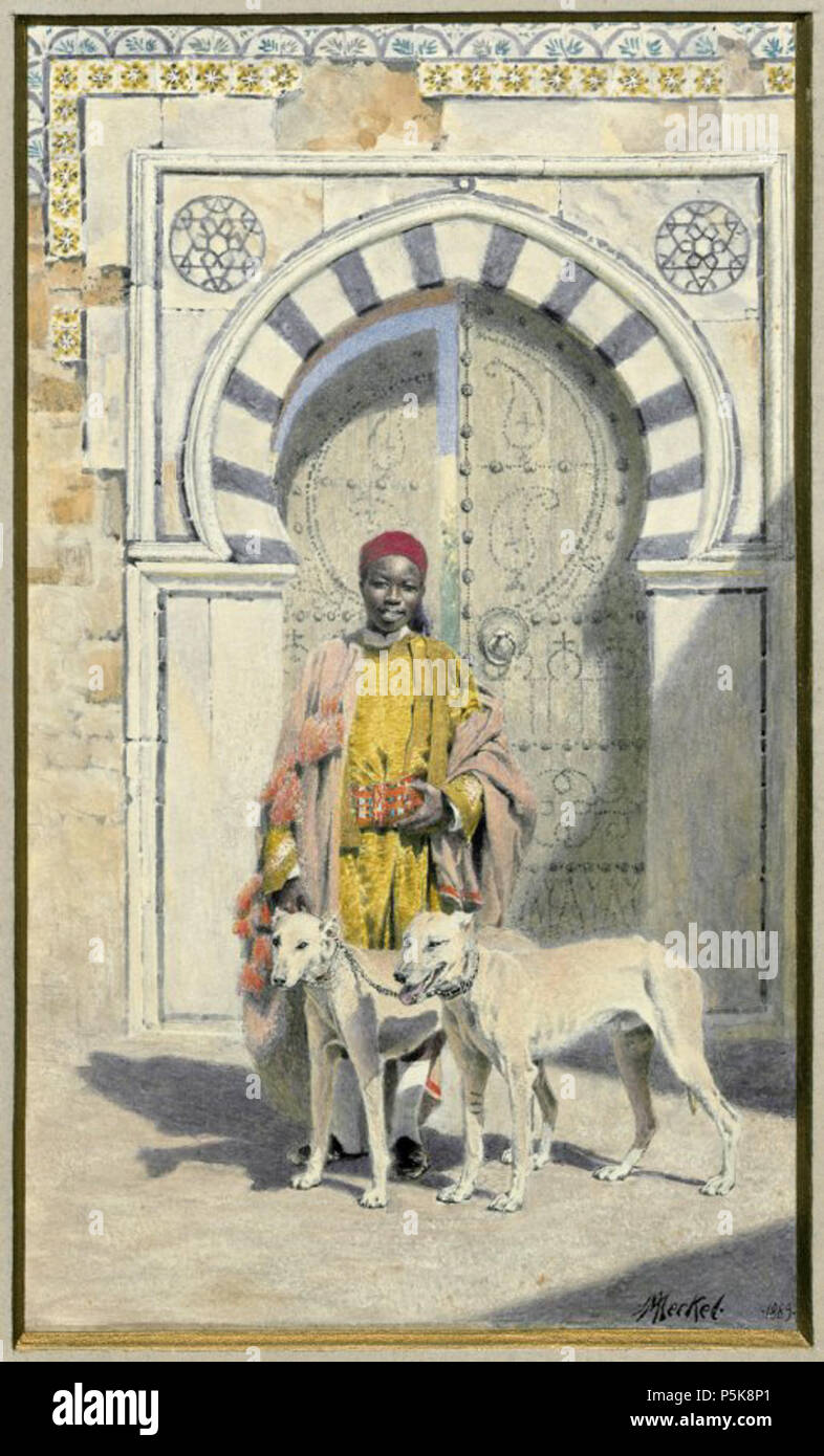 61 Adolf Meckel von Hemsbach – Moorish boy with two greyhounds 1889 ...