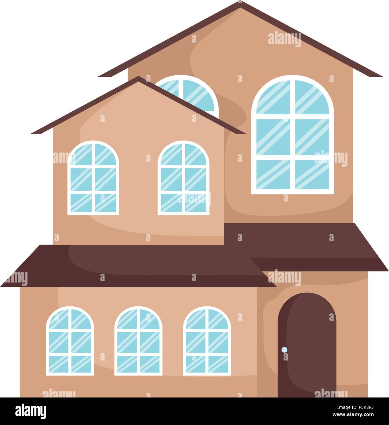 Two Floors House Icon over white background, colorful design. vector ...