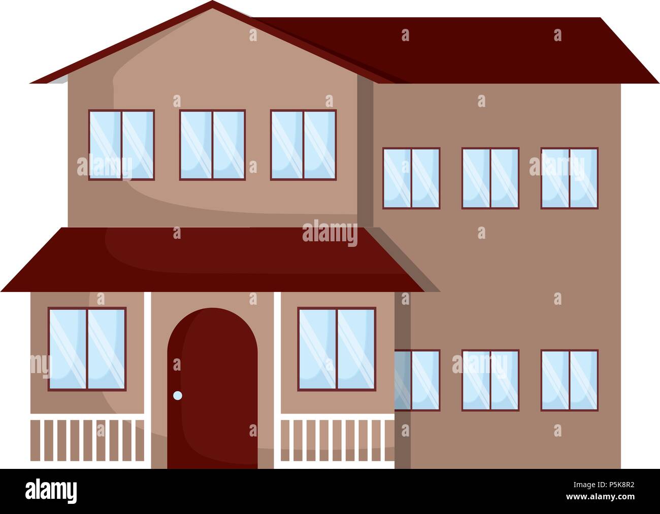 house of two floors over white background, colorful design. vector ...