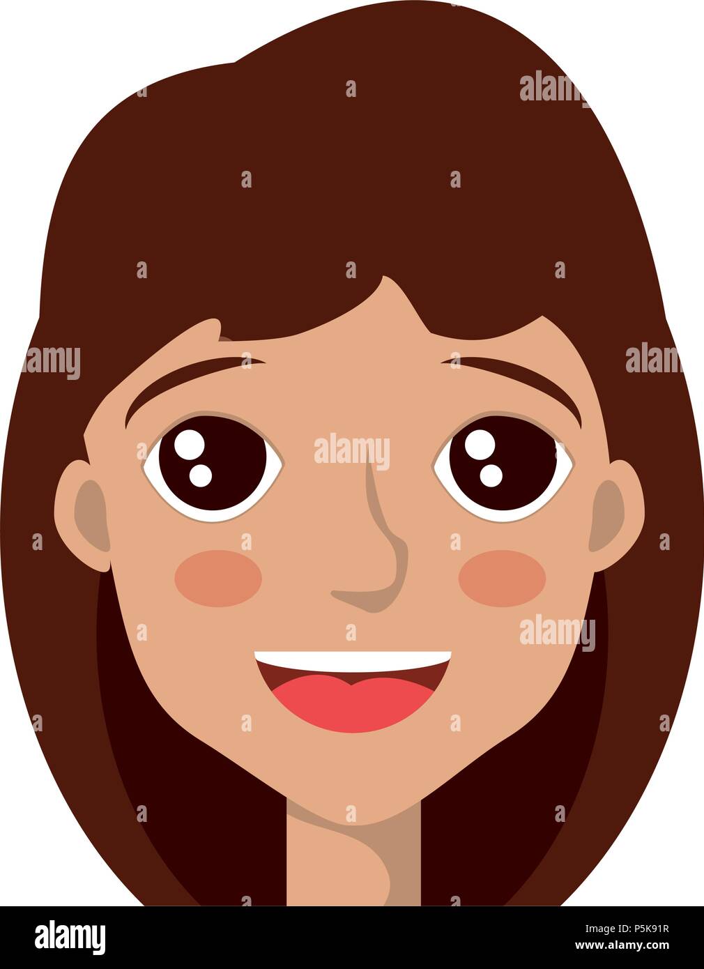 cartoon happy woman icon over white background, vector illustration ...