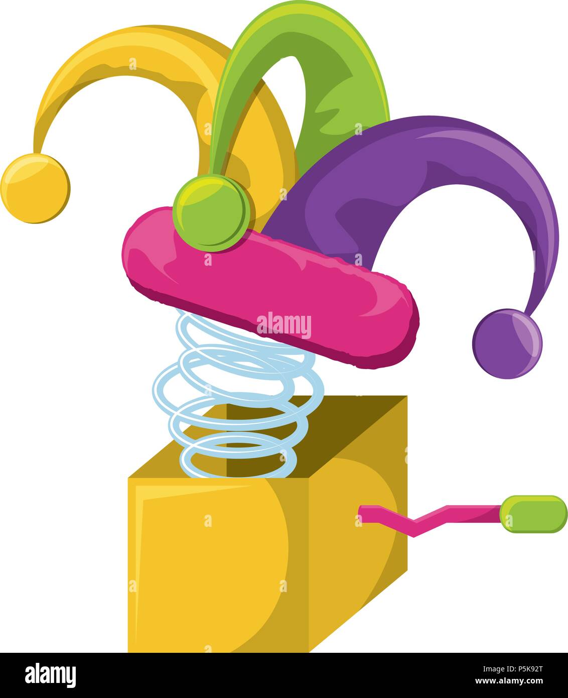 Joke box with jester hat over white background, vector illustration ...