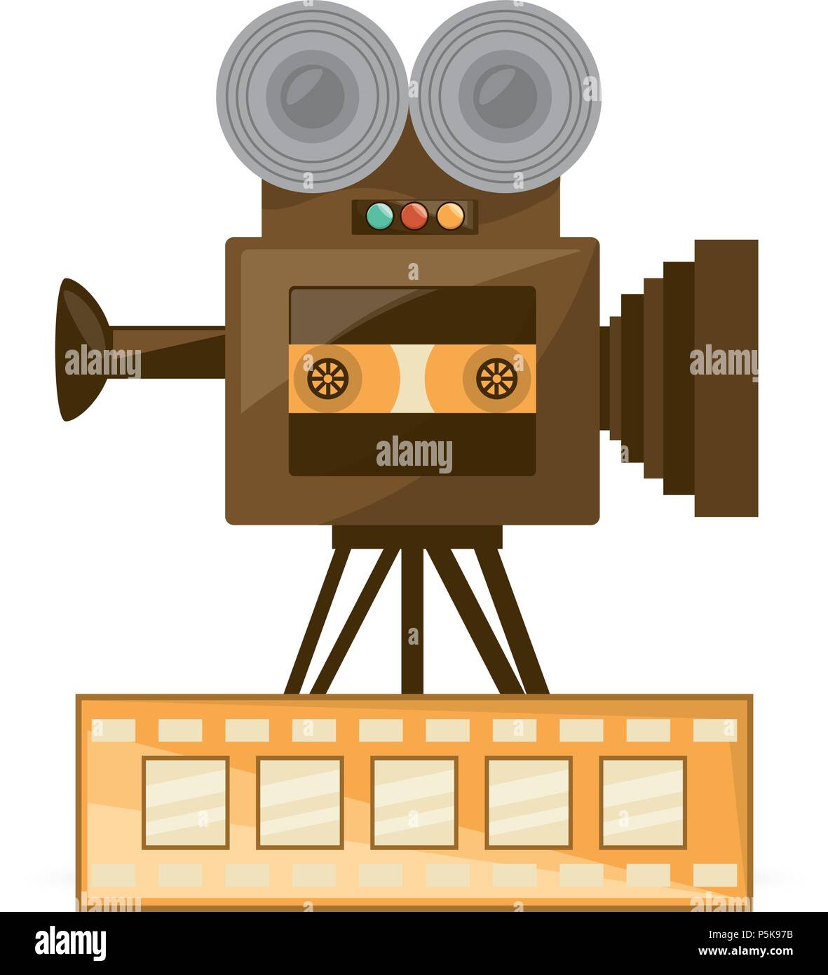 retro video camera icon over white background, vector illustration ...
