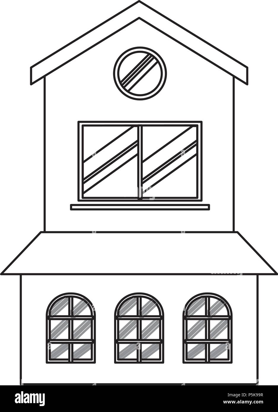 Two Floors House Icon over white background, vector illustration Stock ...